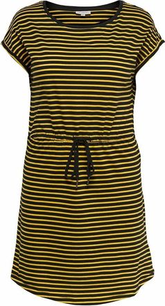 Only Carmakoma NOS Damen CARAPRIL SS Knee Dress Stripe NOOS Kleid, BlackStripes:Double Yolk Yellow, M gro&szlig;e gr&ouml;&szlig;en