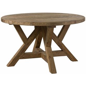 Massivmoebel24 Esstisch rund Teak 140x140x78 natur unbehandelt BASSANO 181
