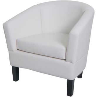 Hhg Fauteuil lounge 864, fauteuil club fauteuil cocktail, certifié mvg similicuir, blanc