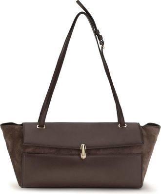 Savette Symmetry Trapeze Calfskin Leather Shoulder Bag - Brown