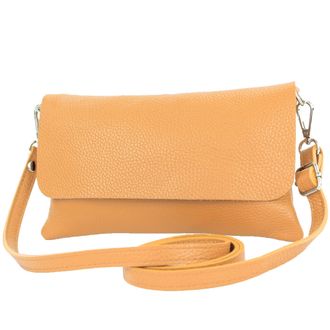 modamoda.de T226 Damen Leder Clutch Umh&auml;ngetasche Abendtasche Small handmade in Italy, Farbe:Camel