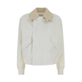 Bottega Veneta Intrecciato Baumwoll-Blousonjacke - - Jackets - Damen - Wei&szlig; - 2XS