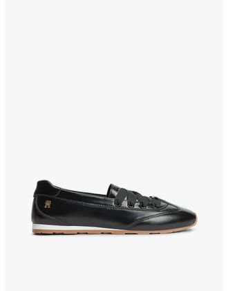 Tommy Hilfiger Ballerina-Sneaker aus Leder in Schwarz mit TH-Monogramm