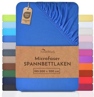 NatureMark Mikrofaser SPANNBETTLAKEN zum Sparpreis! viele Größen und Farben Markenware (180x200-200x200 cm, royal blau)