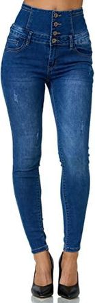 Elara Jeans Femme Taille Haute Skinny Fit Chunkyrayan 1166 DK. Blue Denim-44 (2XL)