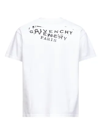 Givenchy Mens White Stamp Print T-Shirt Cotton T-Shirts And Polos