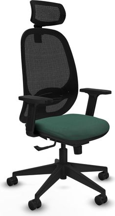 Piqueras y Crespo B&uuml;rostuhl mit Lendenwirbelst&uuml;tze mit 2D-Armlehnen und Kopfteil, h&ouml;henverstellbar und neigbar. Ausgestattet mit 3 Positionen und Schneidschaum. Schwarz