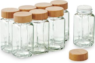 Betty Bossi Gew&uuml;rzstreuer, Glas mit Bambusdeckel - 8 St&uuml;ck (40434) Gew&uuml;rzdosen Gew&uuml;rzgl&auml;ser quadratische Form