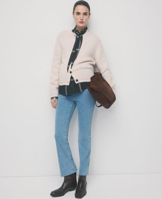 Mango Jean de grossesse flare crop bleu moyen - Femme - 34 - MANGO