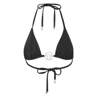 Philipp Plein Femme, Maillots de bain, Noir, Taille: 38 FR Triangle Bra Crystal Hexagon