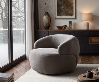 DELIFE Loungesessel Nova 88x88 cm Strukturstoff Soft Grau, Cocktailsessel