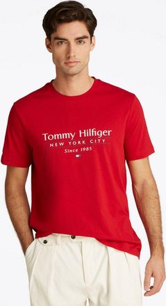 Tommy Hilfiger T-Shirt HILFIGER CENTER STACK TEE mit großem Schriftprint