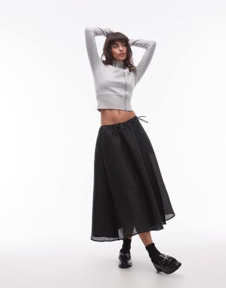 Arket Jupe bouffante mi-longue en brocart - Noir