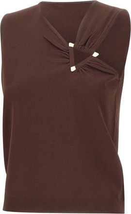 Kaos Kaos, Femme, Tops, Brun, Taille: 38 FR Asymmetric Neck Top