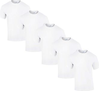 Gildan 5 Stück Heavy Cotton T-Shirt Herren Shirt S - 3XL Schwarz WeiÃY (3XL, Weiss)