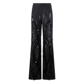 Alberta Ferretti Palazzo-Hose mit Pailletten - - Trousers - Damen - Schwarzk - S