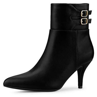 Allegra K Bottines à talons aiguilles et pointu pour femme - Noir - Noir, 38 EU