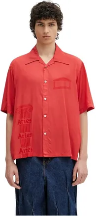 Aries Homme, Chemises, Rouge, Taille: M Short Sleeve Chemises