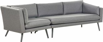Beliani Garten-Ecksofa Grau Stoffbezug L-f&ouml;rmig 3-Sitzer Modulsofa Modern link seitig Garten Terrasse Wohnzimmer M&ouml;bel Wohnecke Wohnlandschaft Sitzecke