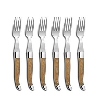 Comas Alps Chuleteros HQ Lot de 6 couverts &agrave; steak avec manche en bois et acier inoxydable