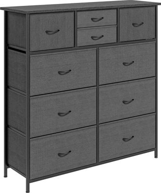 HOMCOM Kommode, Aufbewahrungsschrank mit 10 Faltbaren Stoffschubladen, Sideboard im Modern-Stil f&uuml;r Wohnzimmer, Schlafzimmer, Stahl, Schwarz