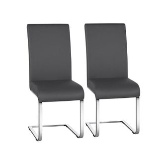 Yaheetech Yaheetech Lot de 2 Chaises de Salle à Manger en Similicuir Capacité 135kg Hauteur de Siège Rembourré 47cm Gris