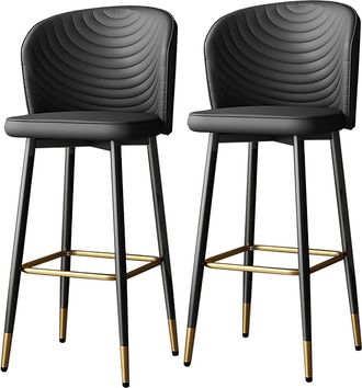 Generic Barhocker-Set, 2er-Set, aus PU-Leder, mit R&uuml;ckenlehne, drehbare Barhocker, hohe Hocker f&uuml;r K&uuml;che und Hausbar/Schwarz