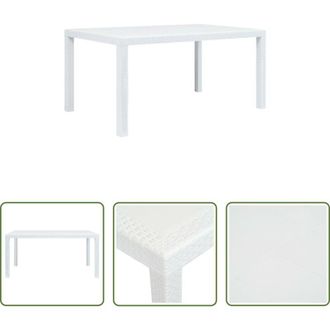 vidaXL Table ext&eacute;rieure - Table de jardin Blanc 150x90x72 cm Plastique Aspect de rotin