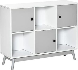 HOMCOM Buffet Salon, Meuble de Rangement 9 Cubes avec 3 Portes et 3 Compartiments Ouverts, Pieds en Bois de pin, Style Moderne, Buffet Salle à Manger, Cuisin