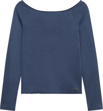 Superdry Damen Bardot Off-Shoulder Top Verwaschenes Finster Marineblau 34
