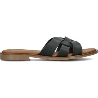 Stefano Lauran Schwarze Lederschlappen mit Knoten - - Shoes - Damen - Schwarzk - 36 EU