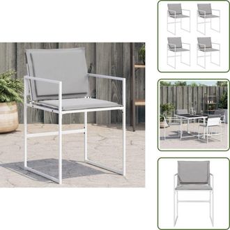 vidaXL Vidaxl - Gartenst&uuml;hle mit Kissen 4 Stk. Wei&szlig; Stahl und Textilene - Gartensaison - Gartenm&ouml;bel - Gartenst&uuml;hle - Esszimmerst&uuml;hle Im Freien - Outdoor