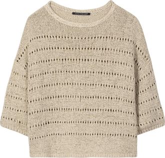Luisa Cerano Femme, Pulls, Beige, Taille: 46 FR Pullover mit Ajour-Muster
