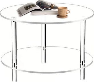 Generic Beistelltisch aus Acryl - runder zentraler Tisch | Moderne Acryl-Möbel, doppellagiger Innentisch für Wohnzimmer, Schlafzimmer, Studio. Verbessern Sie 