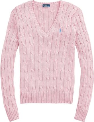 Polo Ralph Lauren Femme, Pulls, Rose, Taille: 38 FR Pull en Tricot à Col en V