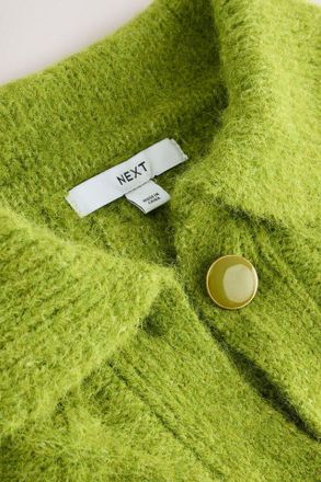 Next Strickjacke Zopfstrickjacke mit Wollanteil und Kragen (1-tlg)