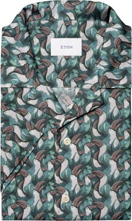 Eton Kurzarmhemd aus Baumwolle mit Tukan-Motiv und Resort-Kragen, Contemporary Fit in