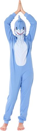 Ladeheid Mädchen Teenager Schlafoverall aus Baumwolle Jumpsuit Verkleidung mit Kapuze LA40-233 (Blau Hai, 158)