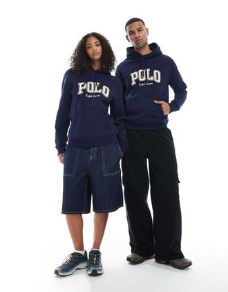 Polo Ralph Lauren Sweat à capuche avec logo oversize style université - Bleu marine