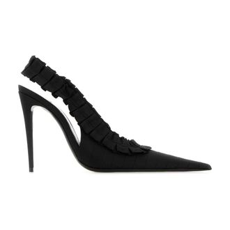 Saint Laurent Madeleine Slingback-Pumps mit R&uuml;schen - - Shoes - Damen - Schwarzk - 39 EU