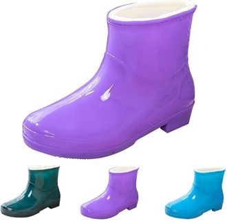 Generic Wellington Bottes de pluie courtes pour femme, l&eacute;g&egrave;res et imperm&eacute;ables, antid&eacute;rapantes, bottines Chelsea &eacute;l&eacute;gantes &agrave; talon moyen avec semelles confort