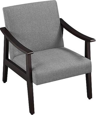 Yaheetech Fauteuil de Salon avec Accoudoirs Courbes Chaise Ergonomique Cadre en Bois dh&eacute;v&eacute;a pour Salon Chambre Salle de S&eacute;jour Bureau 62&times;70&times;74 cm Gris Fonc&eacute;