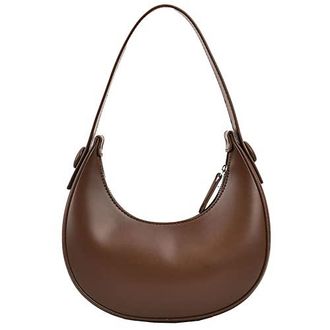 Generic Sacs &agrave; bandouli&egrave;re en cuir pour femme - Petit sac &agrave; main &eacute;l&eacute;gant sous les bras - Avec fermeture &eacute;clair, marron, Small