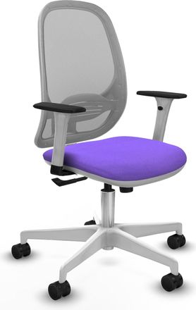 Piqueras y Crespo Hochwertiger B&uuml;rostuhl mit 1D-Armen, h&ouml;henverstellbare Lendenwirbelst&uuml;tze, ausgestattet mit 3 Positionen und Schneideschaum, Grau/Lila