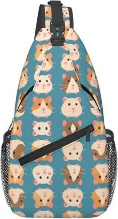 Generic Mode Sacoche Homme Bandouliere Dessins mignons de cochons dInde Sacs &agrave; Bandouli&egrave;re Casual Crossbody Bag pour Homme Femme Randonn&eacute;e