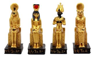 Ebros Gift Ebros Geschenk Ägyptische Götter Horus Osiris Sekhmet und Isis sitzen auf Thrones Figur Set von 4 Deko Miniaturen 9,5 cm H