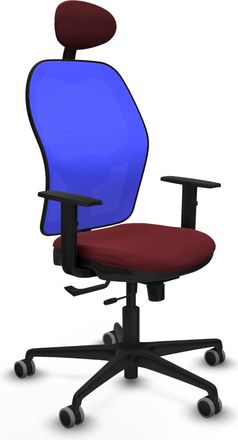 Piqueras y Crespo B&uuml;rostuhl mit 1D-Armen, h&ouml;henverstellbare Lendenwirbelst&uuml;tze und festes Kopfteil, ausgestattet mit Syncro/Traslack und injiziertem Schaumstoff, Blau/G