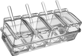 BESTOYARD Gewürzbox Satz Acryl Gewürzgläser Mit Deckel Und Löffel Küchen Organizer Für Flexible Gewürzaufbewahrung Luftdicht Und Kompakt Für Haushalt