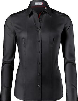 Vincenzo Boretti Chemisier, Modern-fit/légèrement cintré, col de Chemise, Douce sergé - Facile à Repasser Noir 42