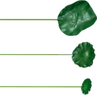 FOMIYES Schwimmende K&uuml;nstliche Lotusbl&auml;tter mit Stange Satz Dekoration f&uuml;r Gartenteich Aquarium B&uuml;hnenrequisit